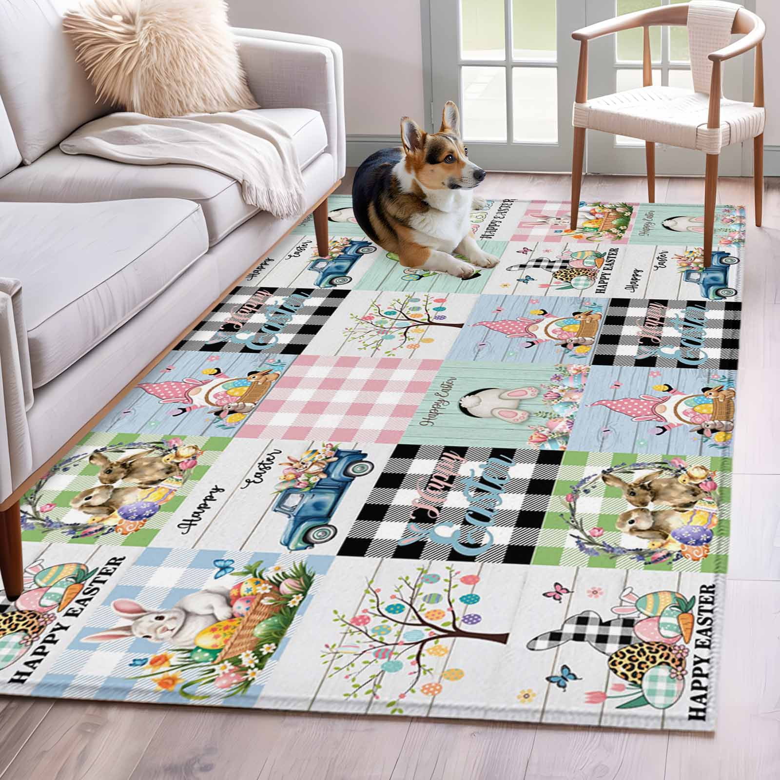 Area Rugs for Living Room 4x6 Ft, Easter Non Slip Area Rugs for Kitchen ...