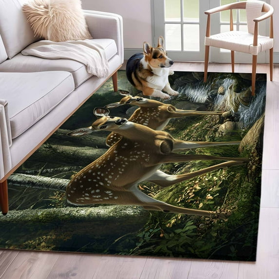 Area Rugs for Living Room 4x6 Ft, Forest Deer Non Slip Area Rugs for ...