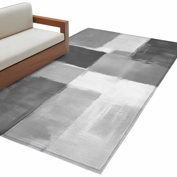 Area Rugs for Living Room 4x6 Ft, Gray Geometric Non Slip Area Rugs for ...
