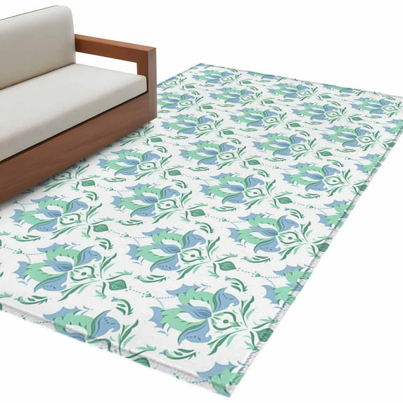 Area Rugs for Living Room 4x6 Ft, Green Flowers Non Slip Area Rugs for ...