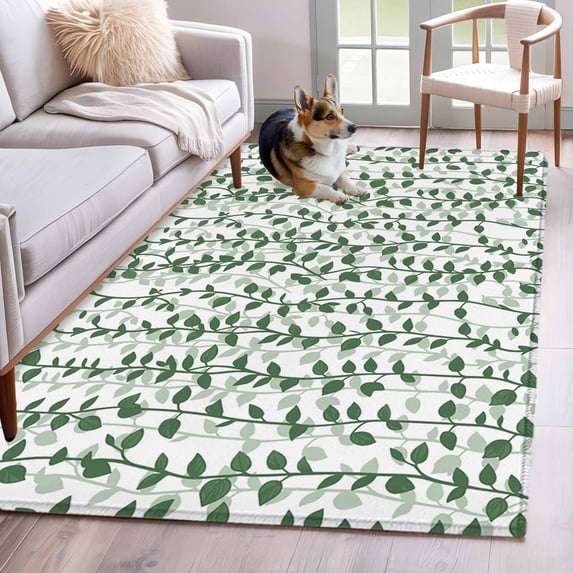 Area Rugs for Living Room 4x6 Ft, Green Ivy Leaves Non Slip Area Rugs ...