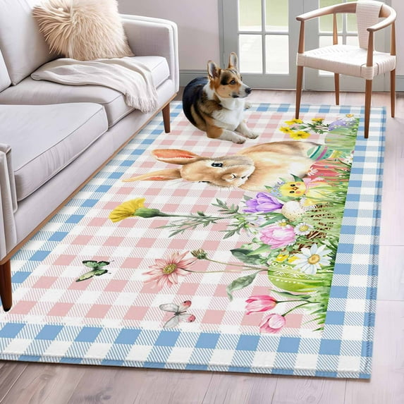 Area Rugs for Living Room 4x6 Ft, Happy Easter Bunny Non Slip Area Rugs ...