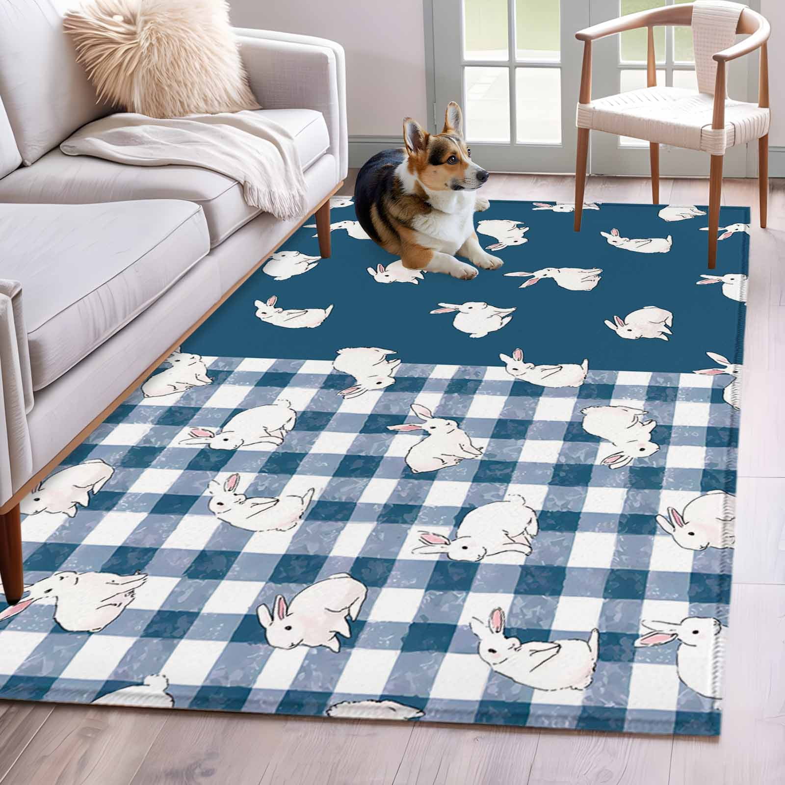 Area Rugs for Living Room 4x6 Ft, Japanese Rabbits Non Slip Area Rugs ...