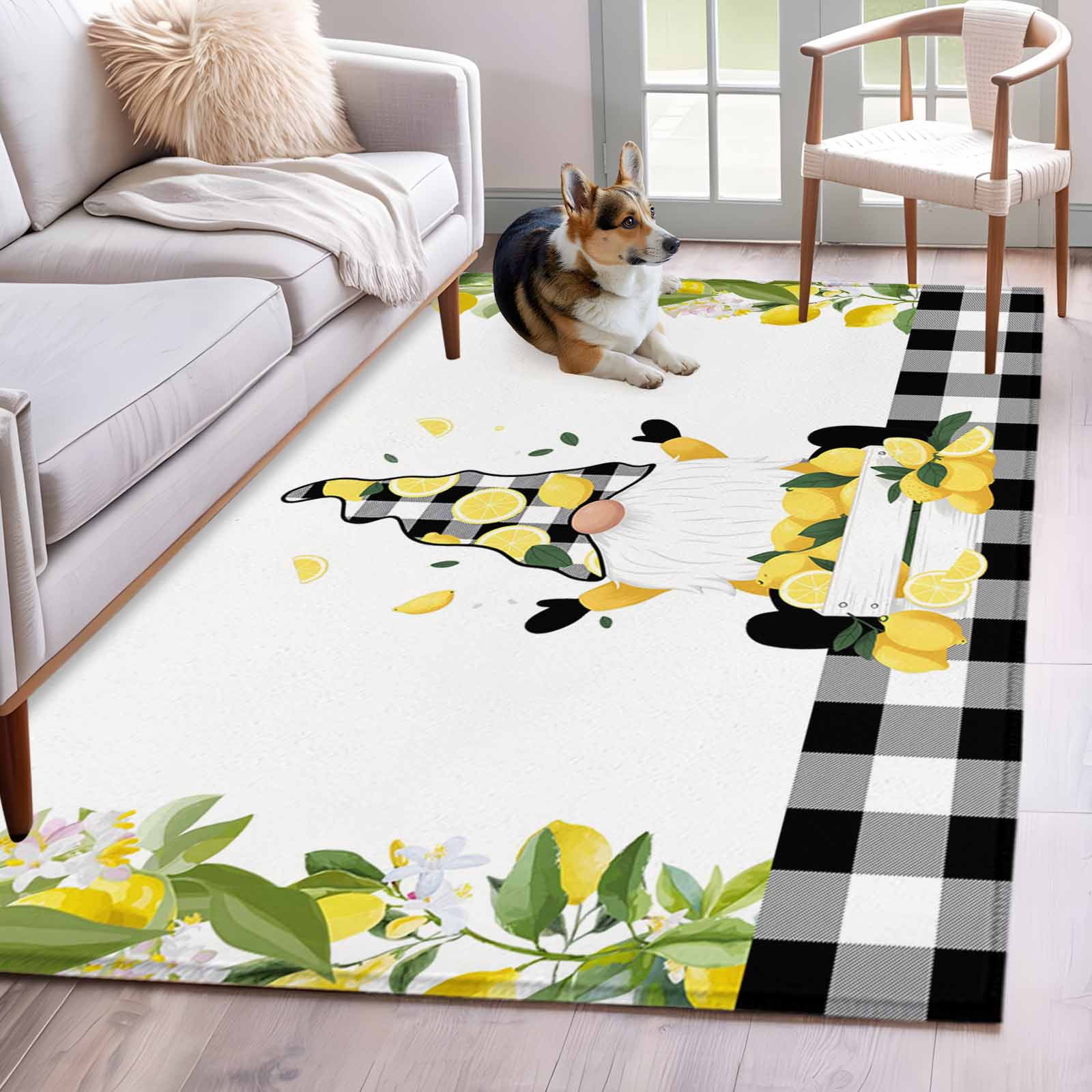 Area Rugs for Living Room 4x6 Ft, Lemon Gnomes Non Slip Area Rugs for ...