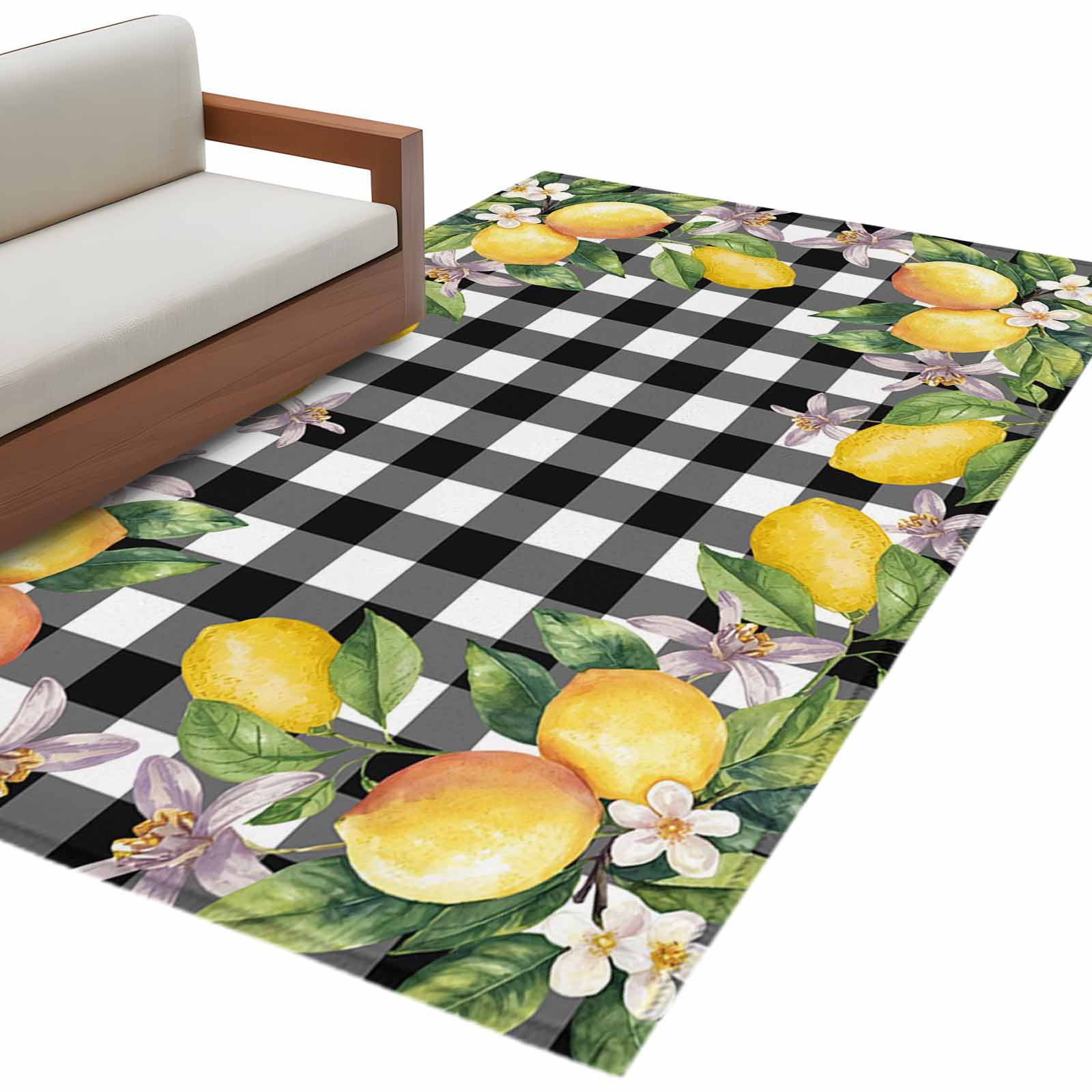 Area Rugs for Living Room 4x6 Ft, Lemon Non Slip Area Rugs for Kitchen ...