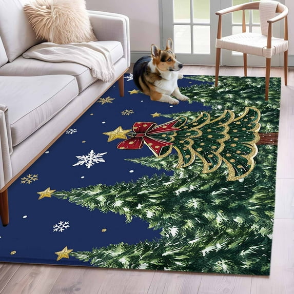 Area Rugs for Living Room 4x6 Ft, Navy Blue Christmas Non Slip Area ...