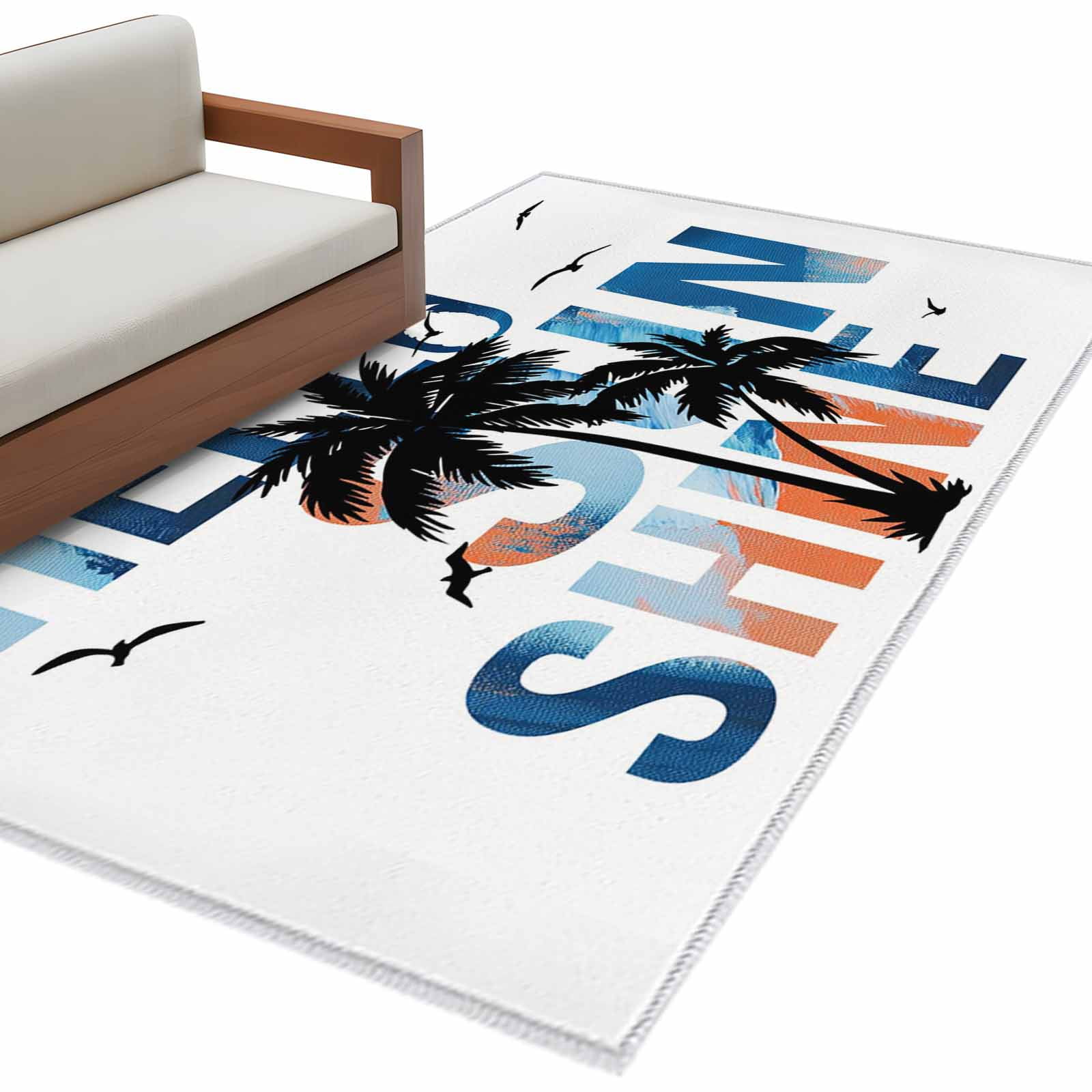 Area Rugs for Living Room 4x6 Ft, Palm Tree Non Slip Area Rugs for ...