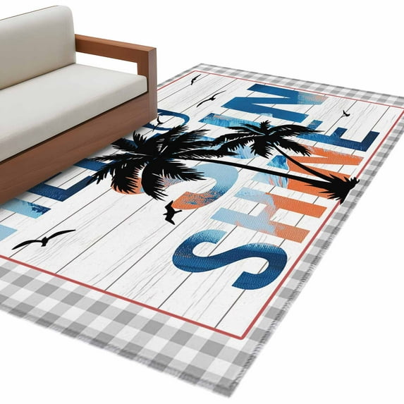 Area Rugs for Living Room 4x6 Ft, Palm Tree Non Slip Area Rugs for ...