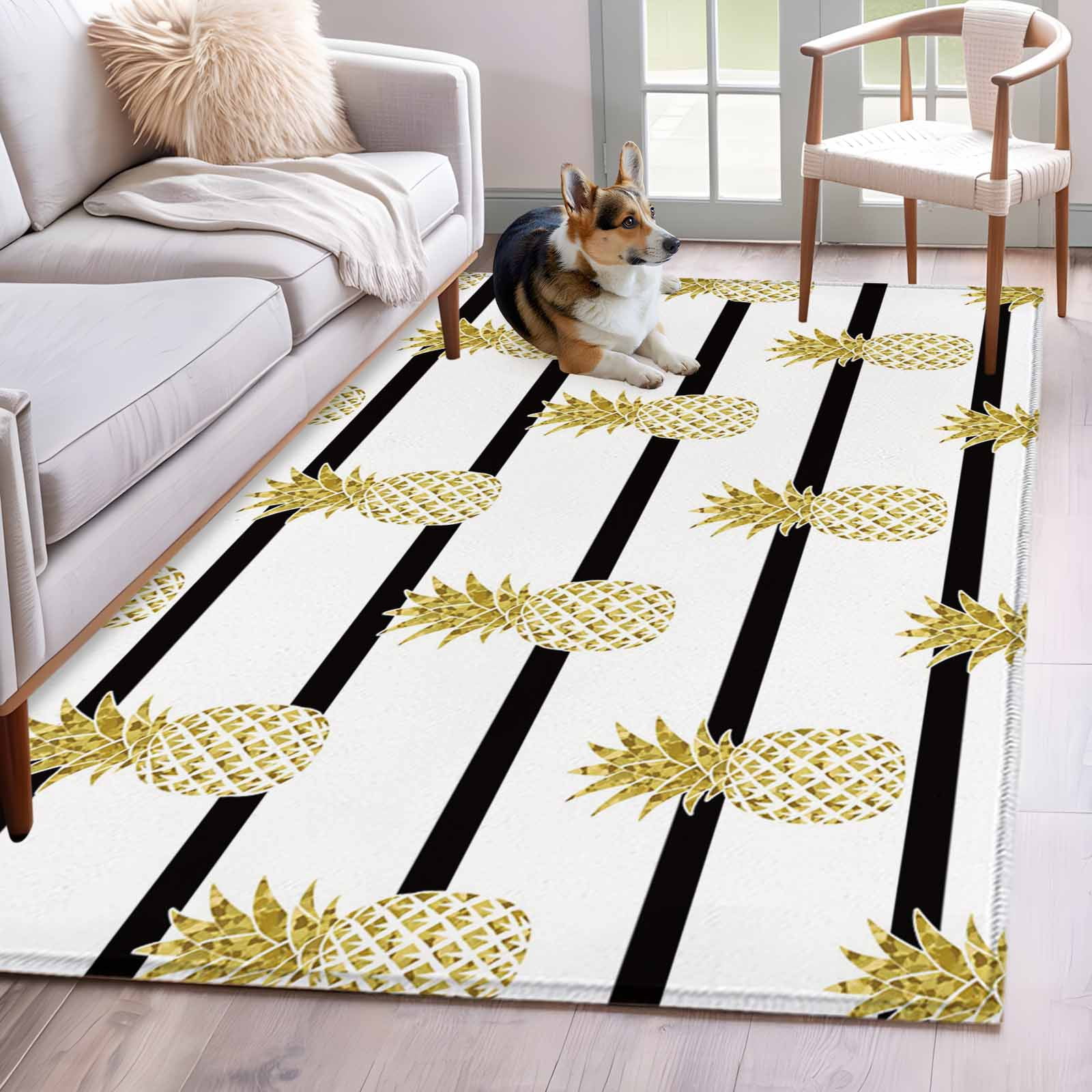 Area Rugs for Living Room 4x6 Ft, Pineapple Non Slip Area Rugs for ...