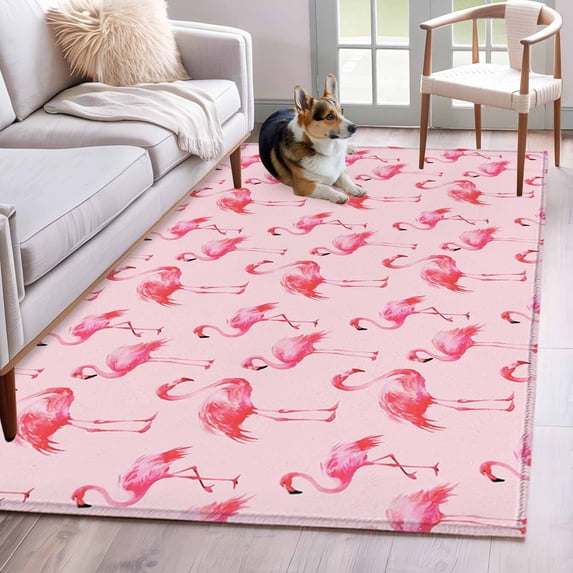 Area Rugs for Living Room 4x6 Ft, Pink Flamingo Non Slip Area Rugs for ...