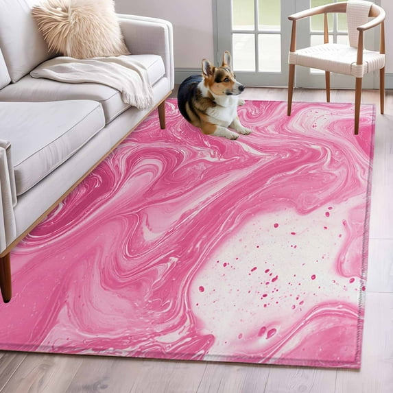 Area Rugs for Living Room 4x6 Ft, Pink Marble Non Slip Area Rugs for ...