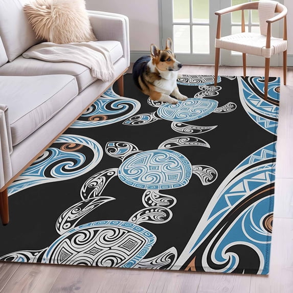 Area Rugs for Living Room 4x6 Ft, Polynesia Texture Non Slip Area Rugs ...