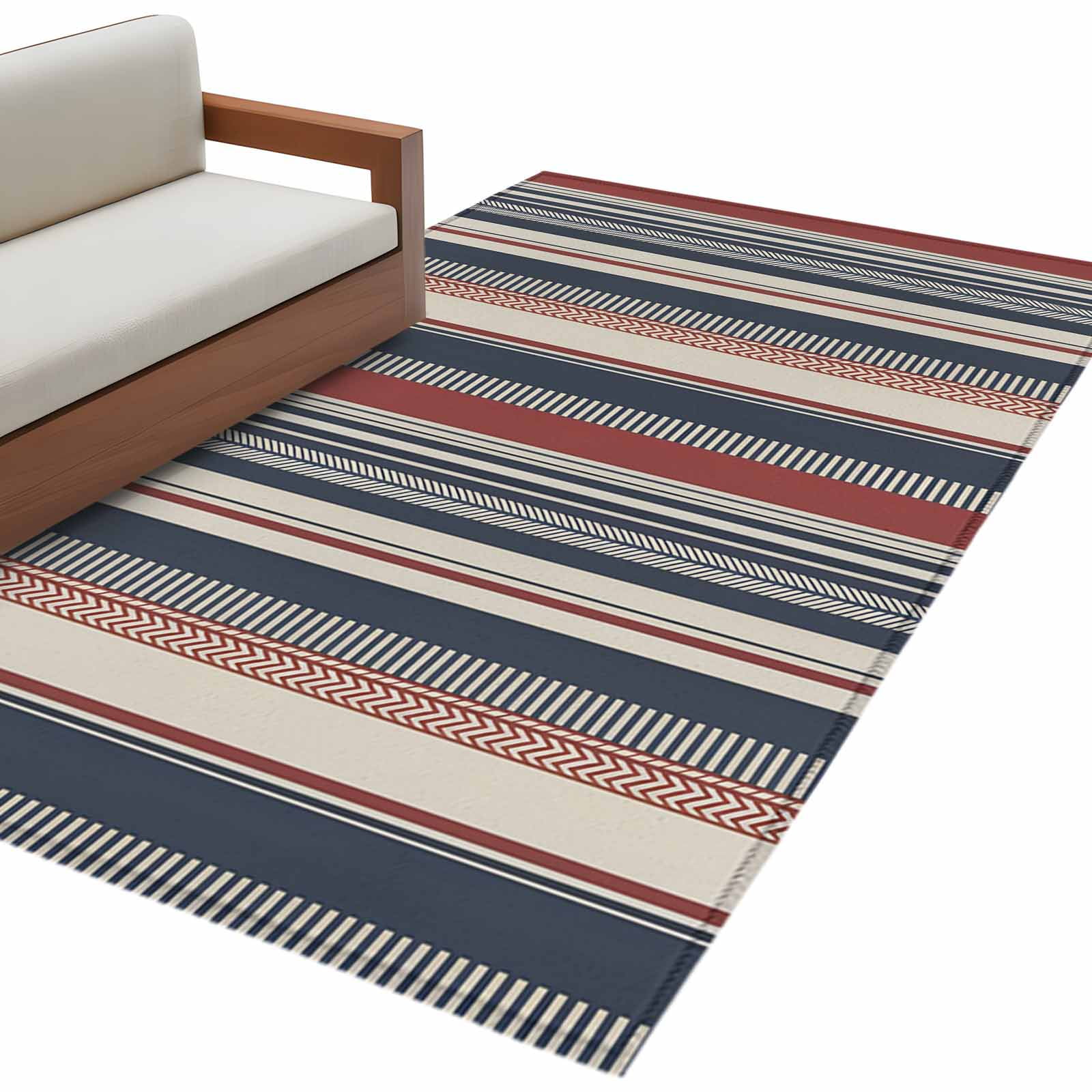 Area Rugs for Living Room 4x6 Ft, Red Blue Beige Non Slip Area Rugs for ...