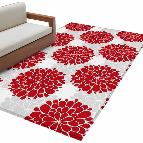 Area Rugs for Living Room 4x6 Ft, Red Dahlia Non Slip Area Rugs for ...