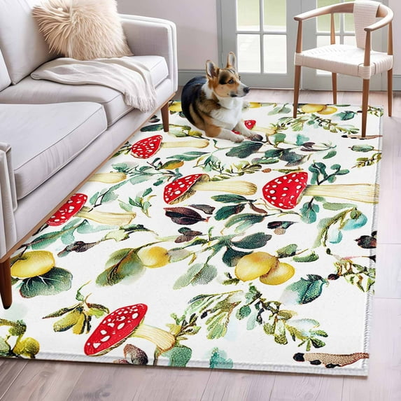 Area Rugs for Living Room 4x6 Ft, Red Mushrooms Non Slip Area Rugs for ...