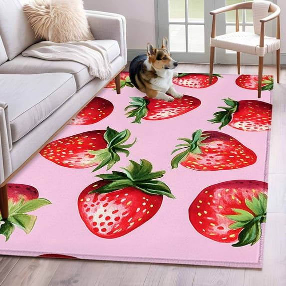 Area Rugs for Living Room 4x6 Ft, Red Strawberry Non Slip Area Rugs for ...