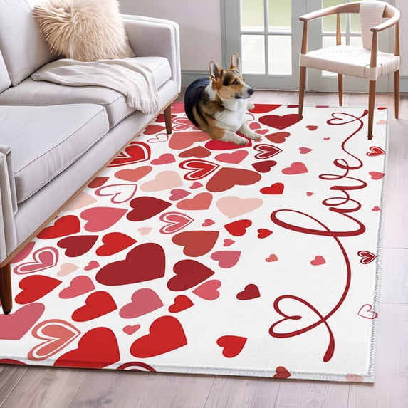 Area Rugs for Living Room 4x6 Ft, Red Valentine's Day Non Slip Area ...