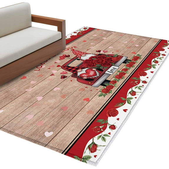 Area Rugs for Living Room 4x6 Ft, Red Valentine's Day Non Slip Area ...