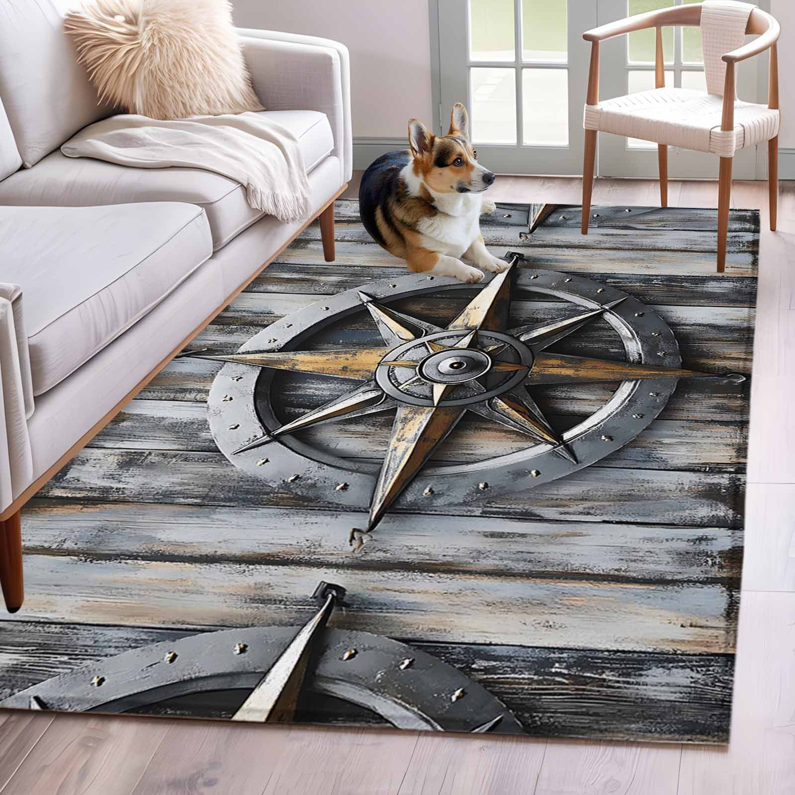 Area Rugs for Living Room 4x6 Ft, Retro Coastal Non Slip Area Rugs for ...