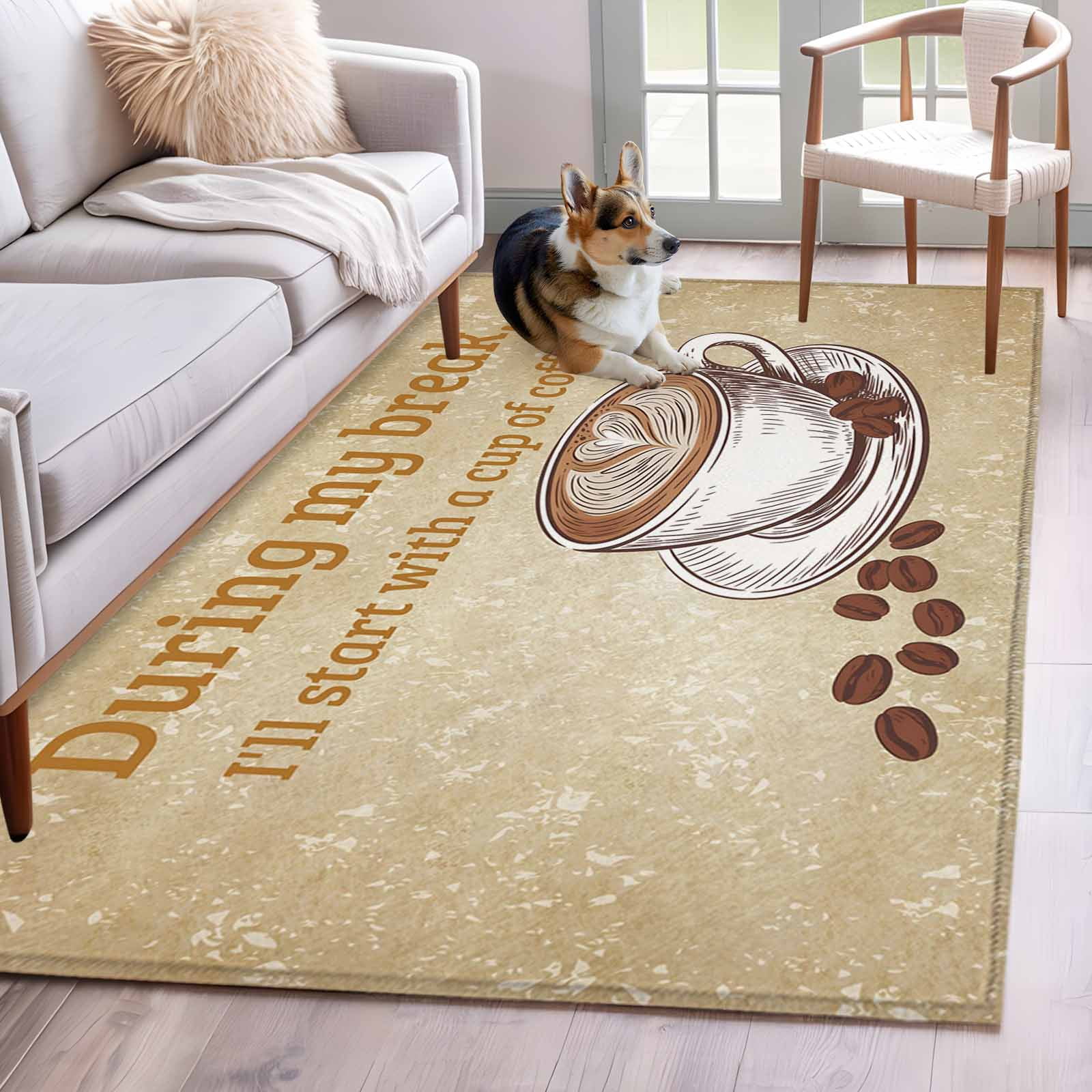 Area Rugs for Living Room 4x6 Ft, Retro Coffee Non Slip Area Rugs for ...