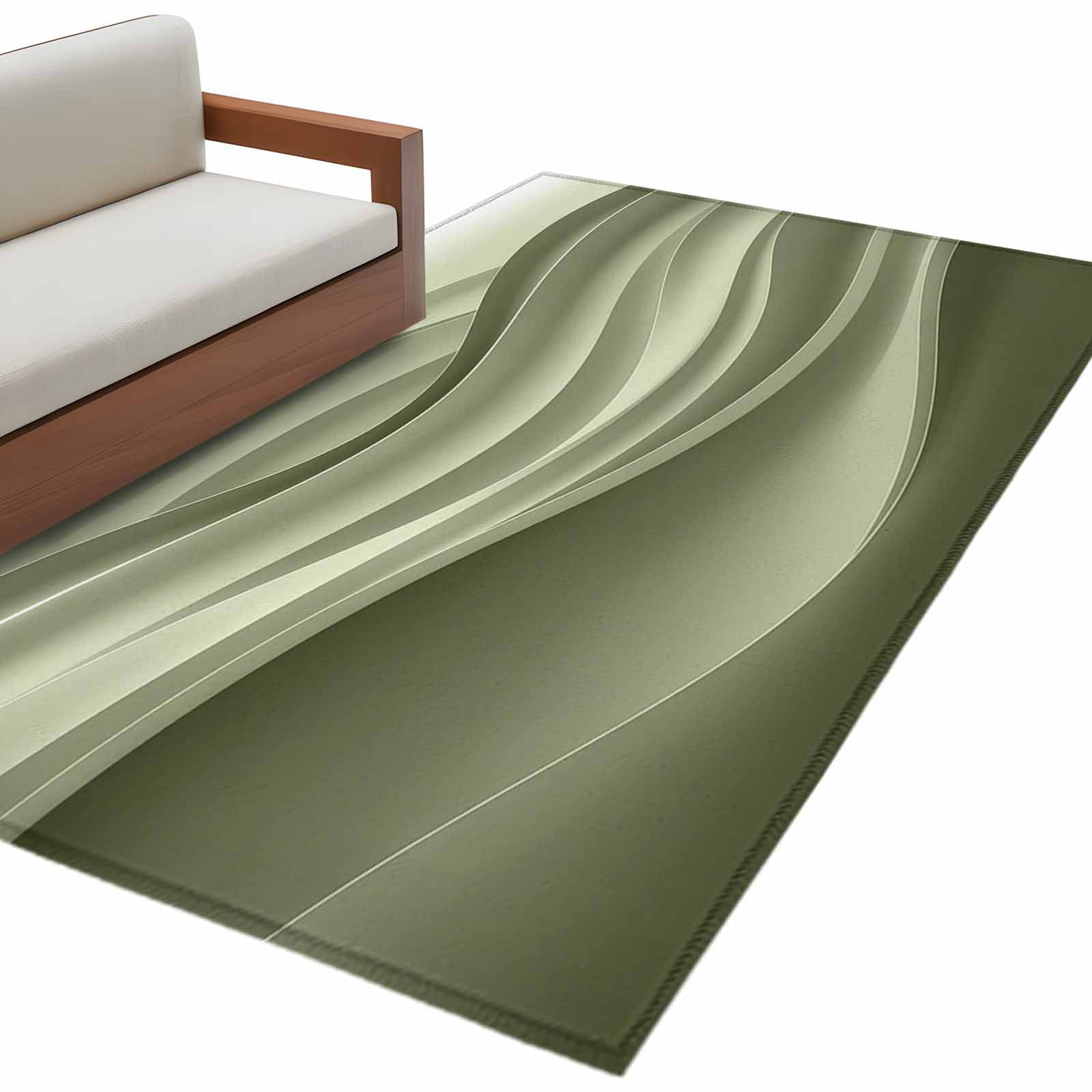 Area Rugs for Living Room 4x6 Ft, Sage Green Striped Non Slip Area Rugs ...