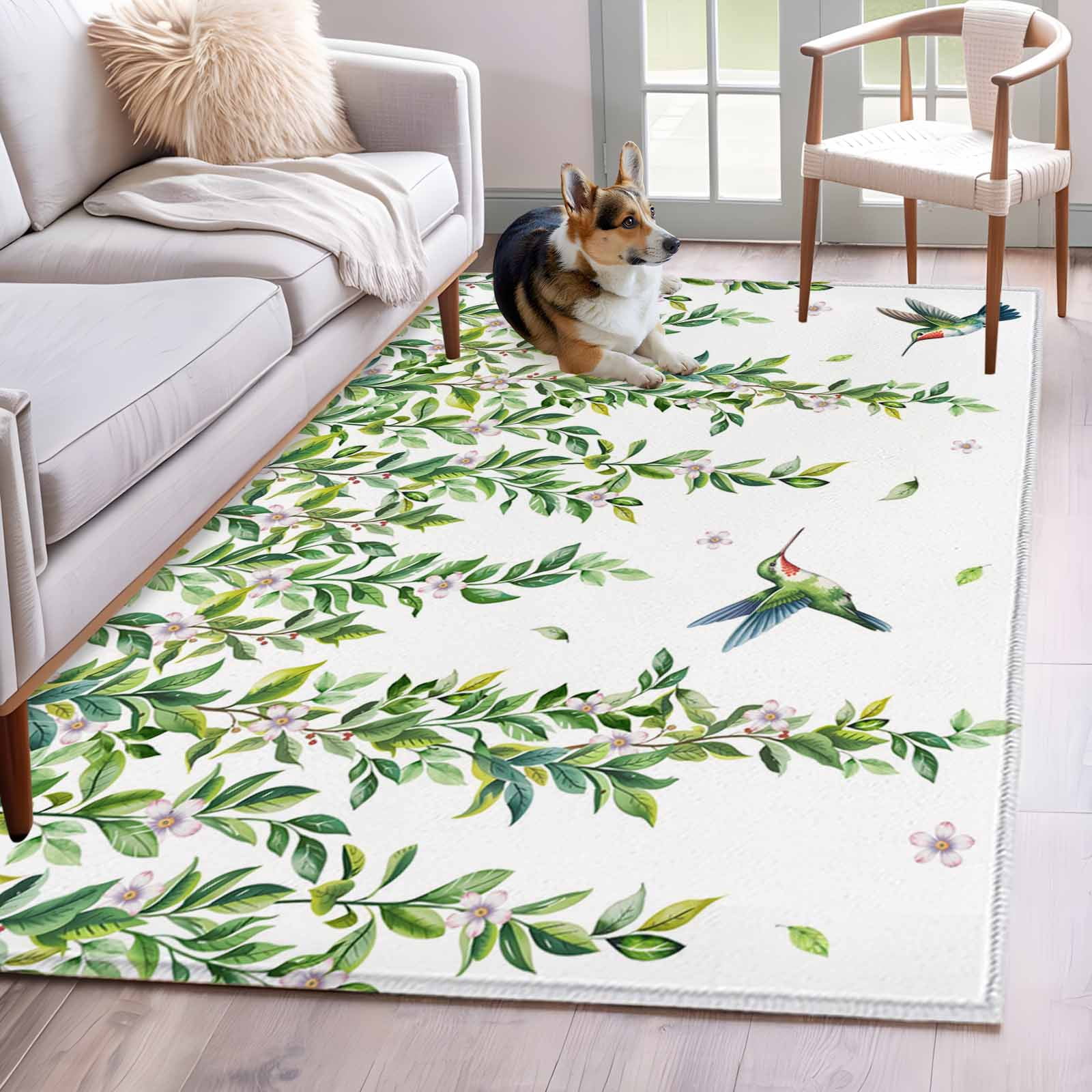 Area Rugs for Living Room 4x6 Ft, Spring Botanical Non Slip Area Rugs ...