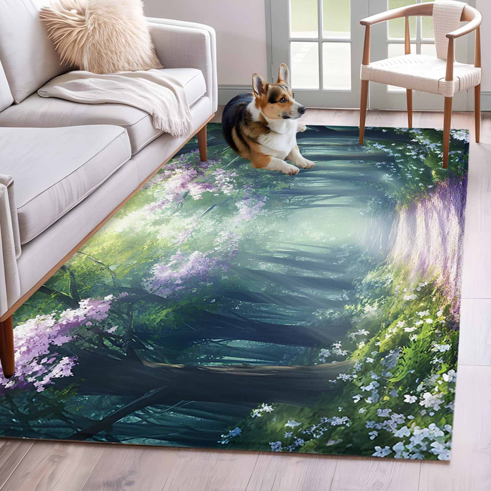 Area Rugs for Living Room 4x6 Ft, Spring Floral Non Slip Area Rugs for ...