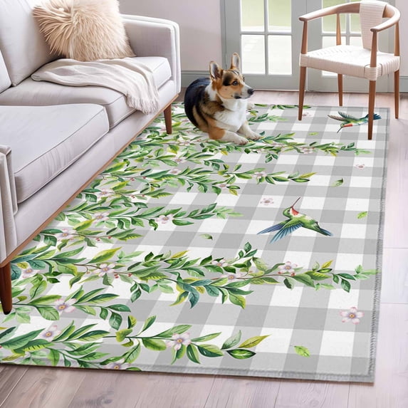 Area Rugs for Living Room 4x6 Ft, Spring Plants Non Slip Area Rugs for ...