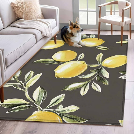 Area Rugs for Living Room 4x6 Ft, Summer Yellow Lemon Non Slip Area ...