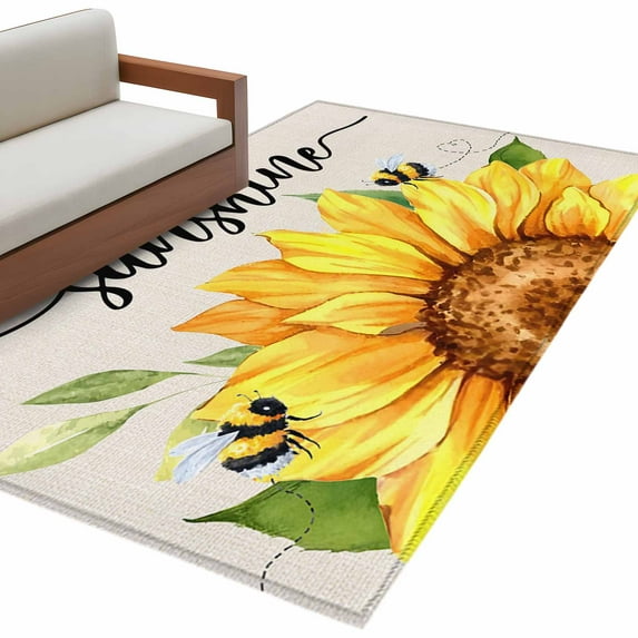 Area Rugs for Living Room 4x6 Ft, Sunflowers Non Slip Area Rugs for ...