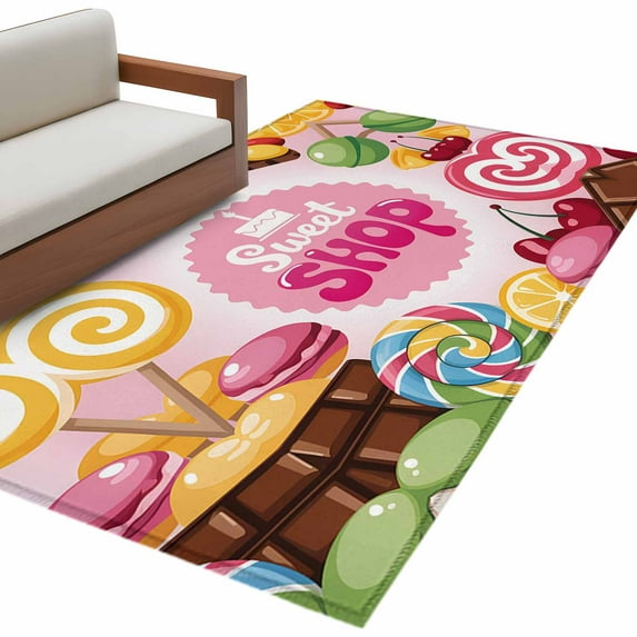 Area Rugs for Living Room 4x6 Ft, Sweet Shop Words Non Slip Area Rugs ...