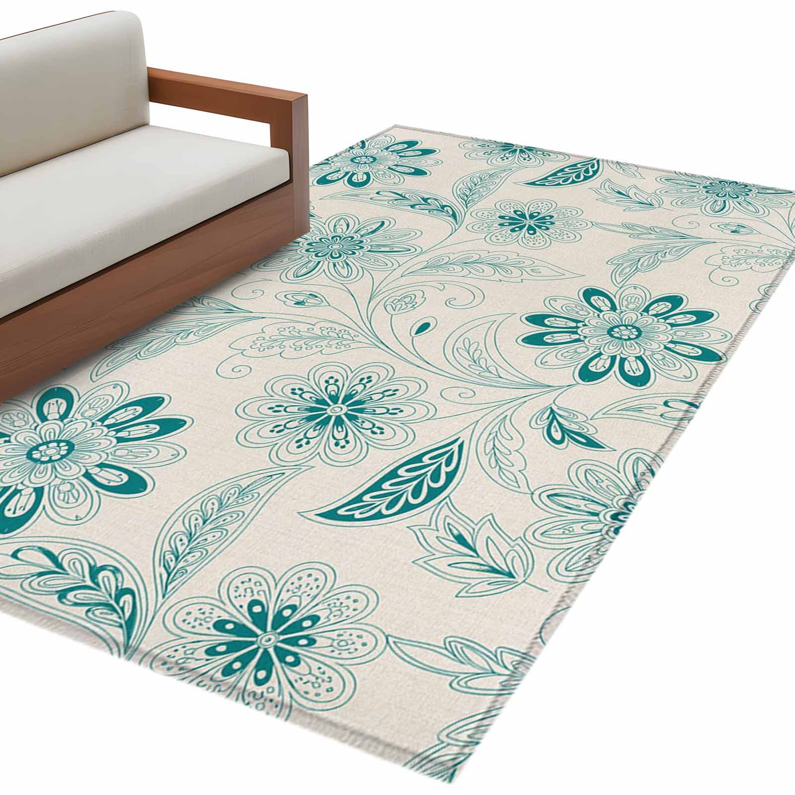 Area Rugs for Living Room 4x6 Ft, Teal Boho Non Slip Area Rugs for ...