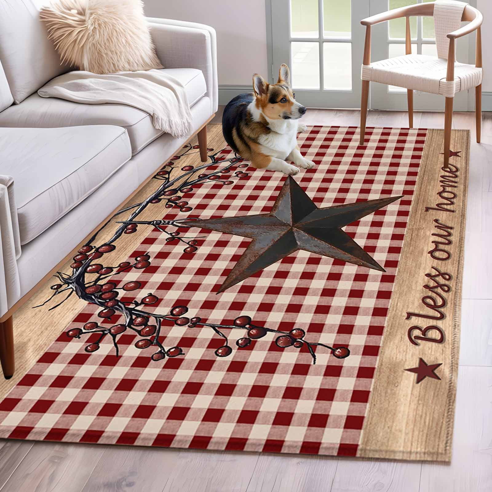 Area Rugs for Living Room 4x6 Ft, Texas Stars Vintage Non Slip Area ...