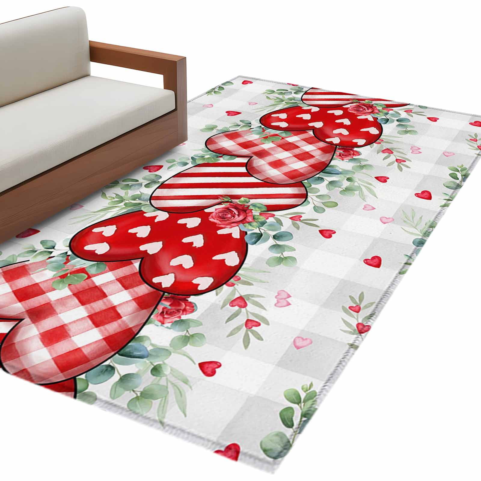 Area Rugs for Living Room 4x6 Ft, Valentine's Day Non Slip Area Rugs ...