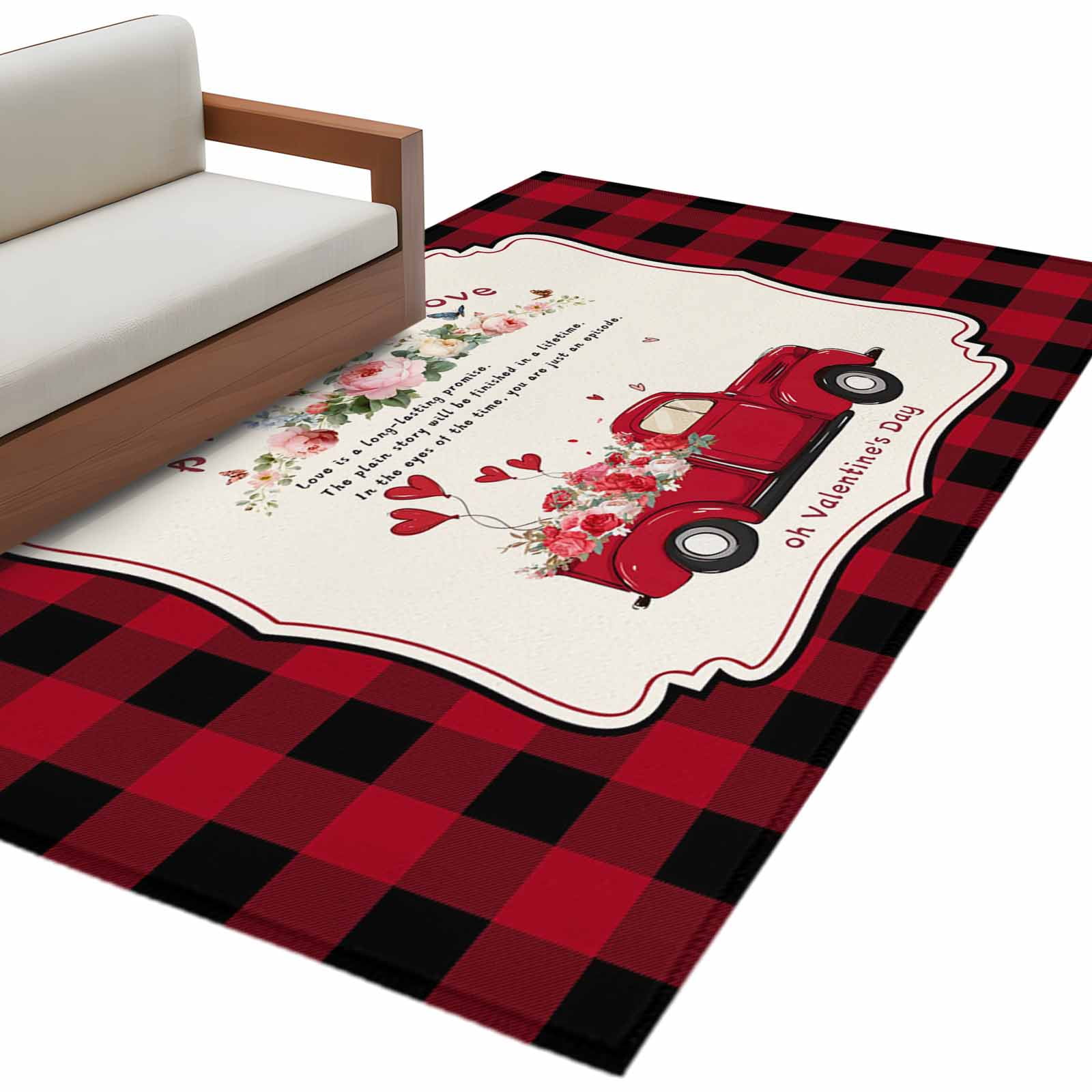 Area Rugs for Living Room 4x6 Ft, Valentine's Day Non Slip Area Rugs ...