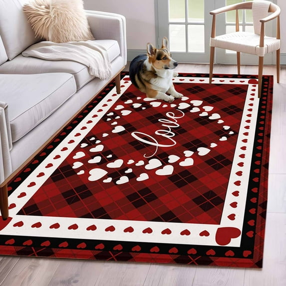 Area Rugs for Living Room 4x6 Ft, Valentine's Day Non Slip Area Rugs ...
