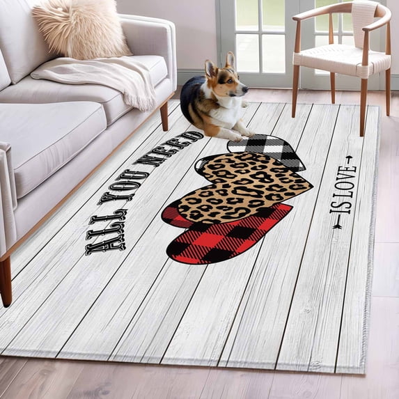 Area Rugs for Living Room 4x6 Ft, Valentine's Day Non Slip Area Rugs ...