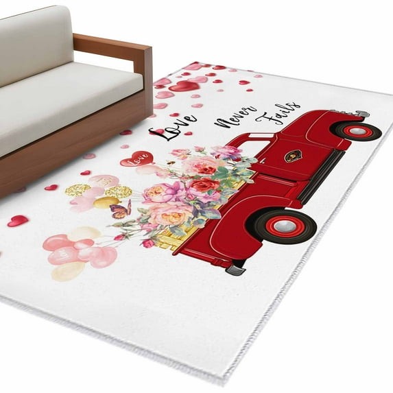 Area Rugs for Living Room 4x6 Ft, Valentine's Day Non Slip Area Rugs ...