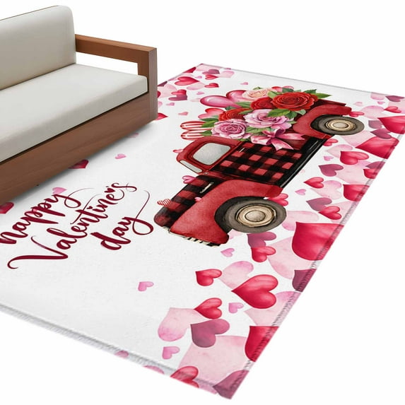 Area Rugs for Living Room 4x6 Ft, Valentine's Day Non Slip Area Rugs ...