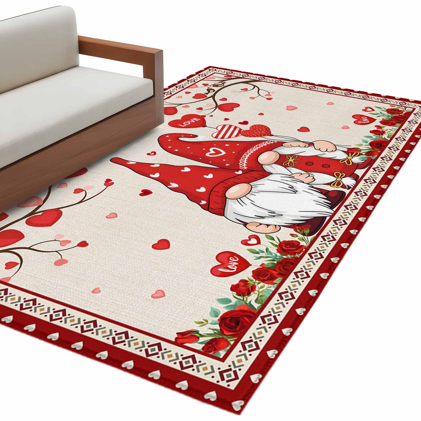 Area Rugs for Living Room 4x6 Ft, Valentine's Day Non Slip Area Rugs ...