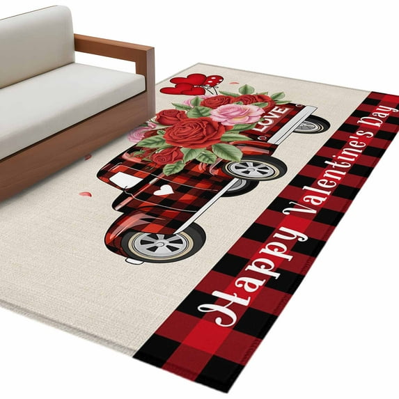 Area Rugs for Living Room 4x6 Ft, Valentine's Day Non Slip Area Rugs ...