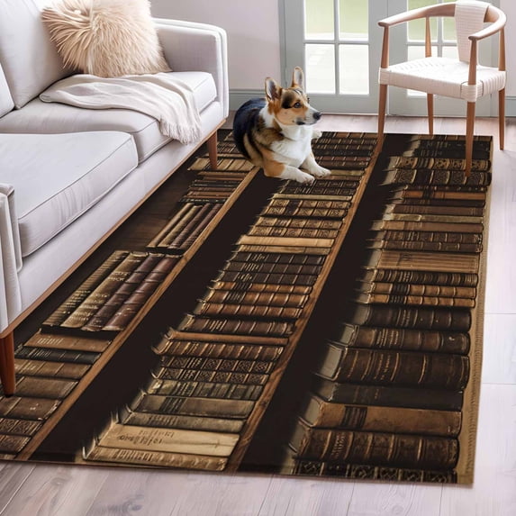 Area Rugs for Living Room 4x6 Ft, Vintage Books Non Slip Area Rugs for ...