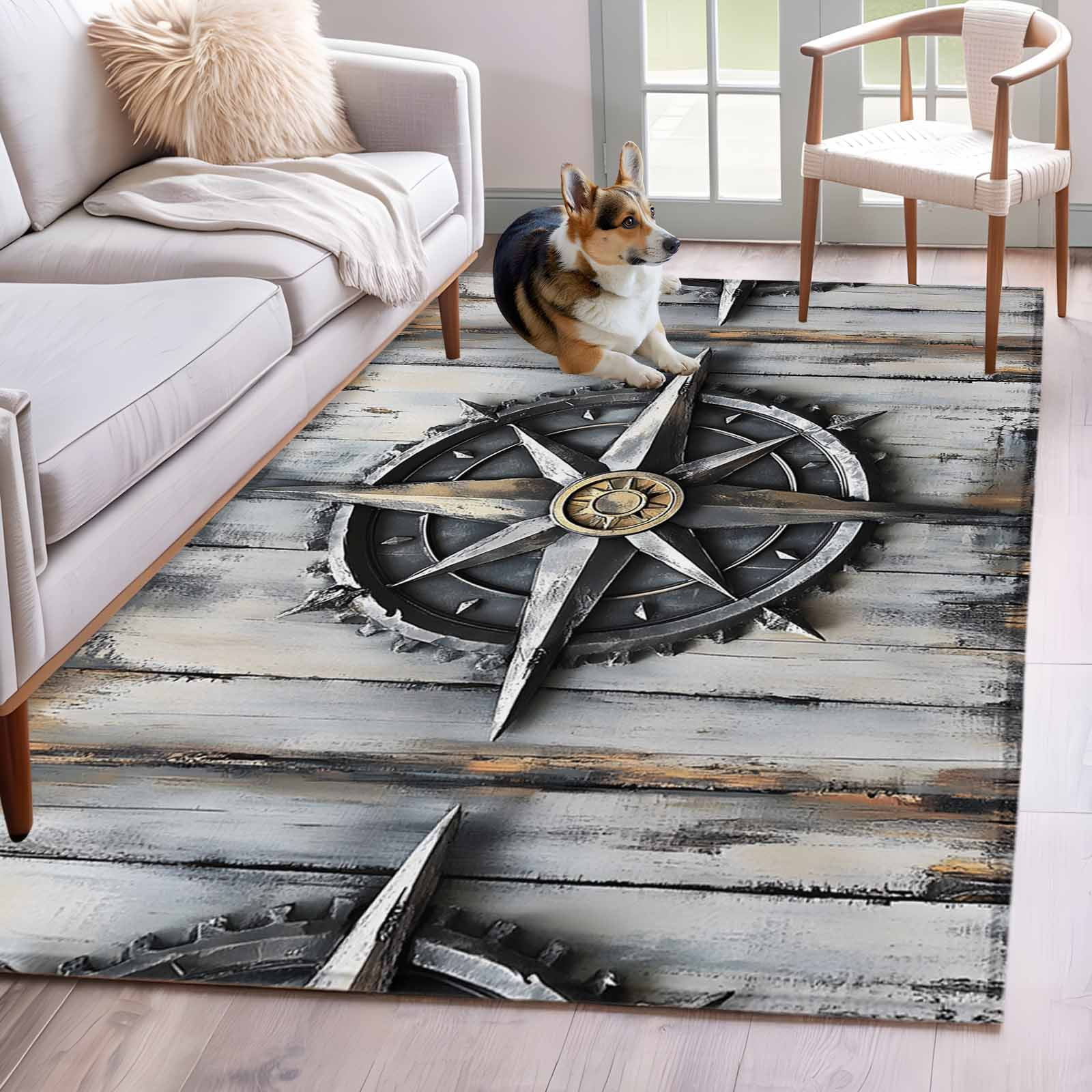 Area Rugs for Living Room 4x6 Ft, Vintage Coastal Non Slip Area Rugs ...