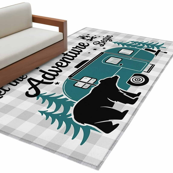 Area Rugs for Living Room 4x6 Ft, Vintage Teal Black Non Slip Area Rugs ...