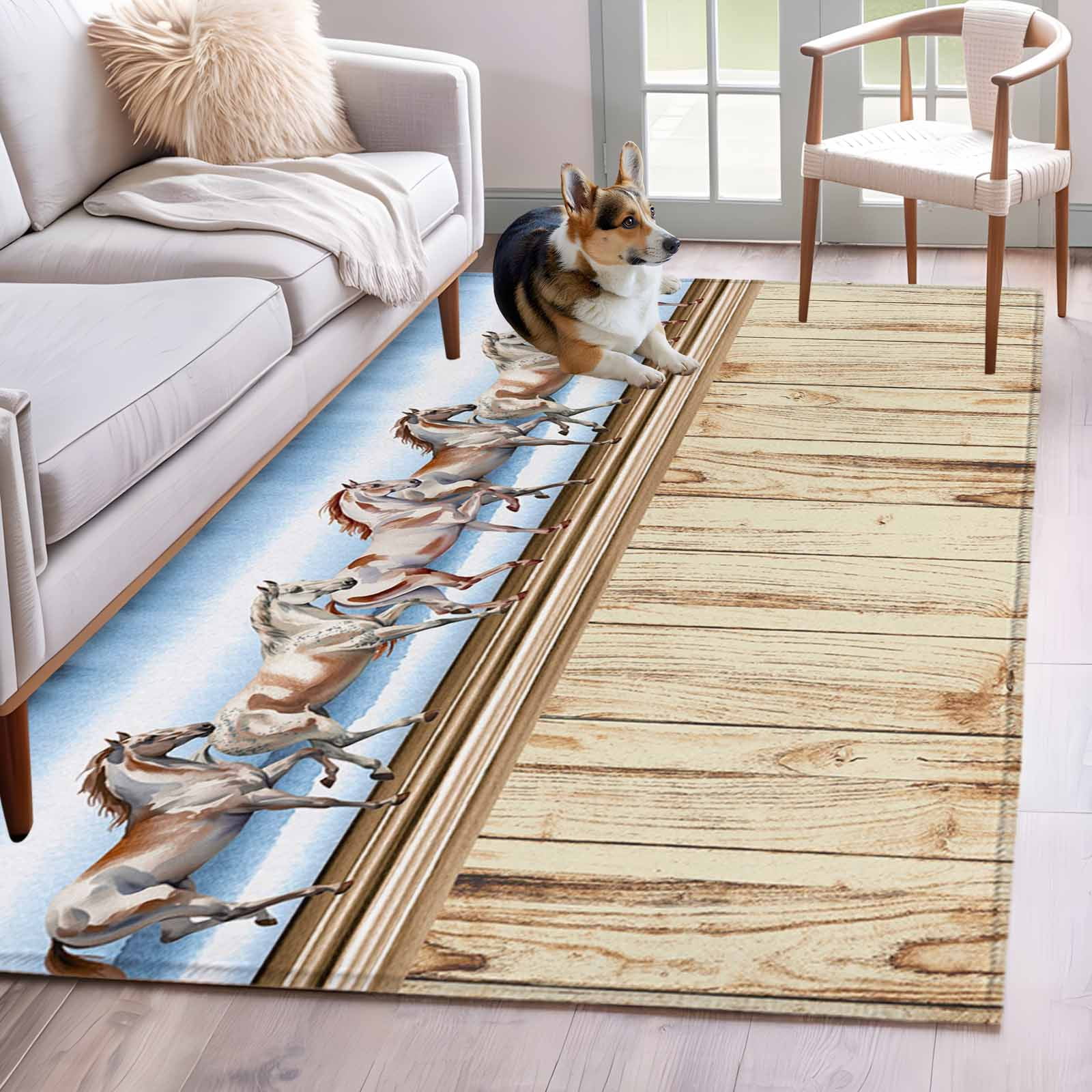Area Rugs for Living Room 4x6 Ft, Western Horse Non Slip Area Rugs for ...