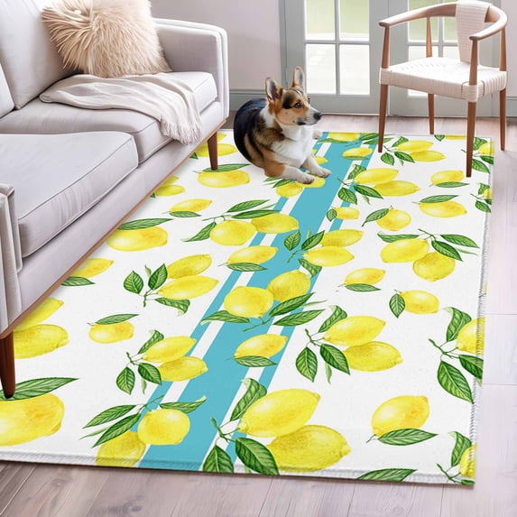 Area Rugs for Living Room 4x6 Ft, Yellow Lemons Non Slip Area Rugs for ...