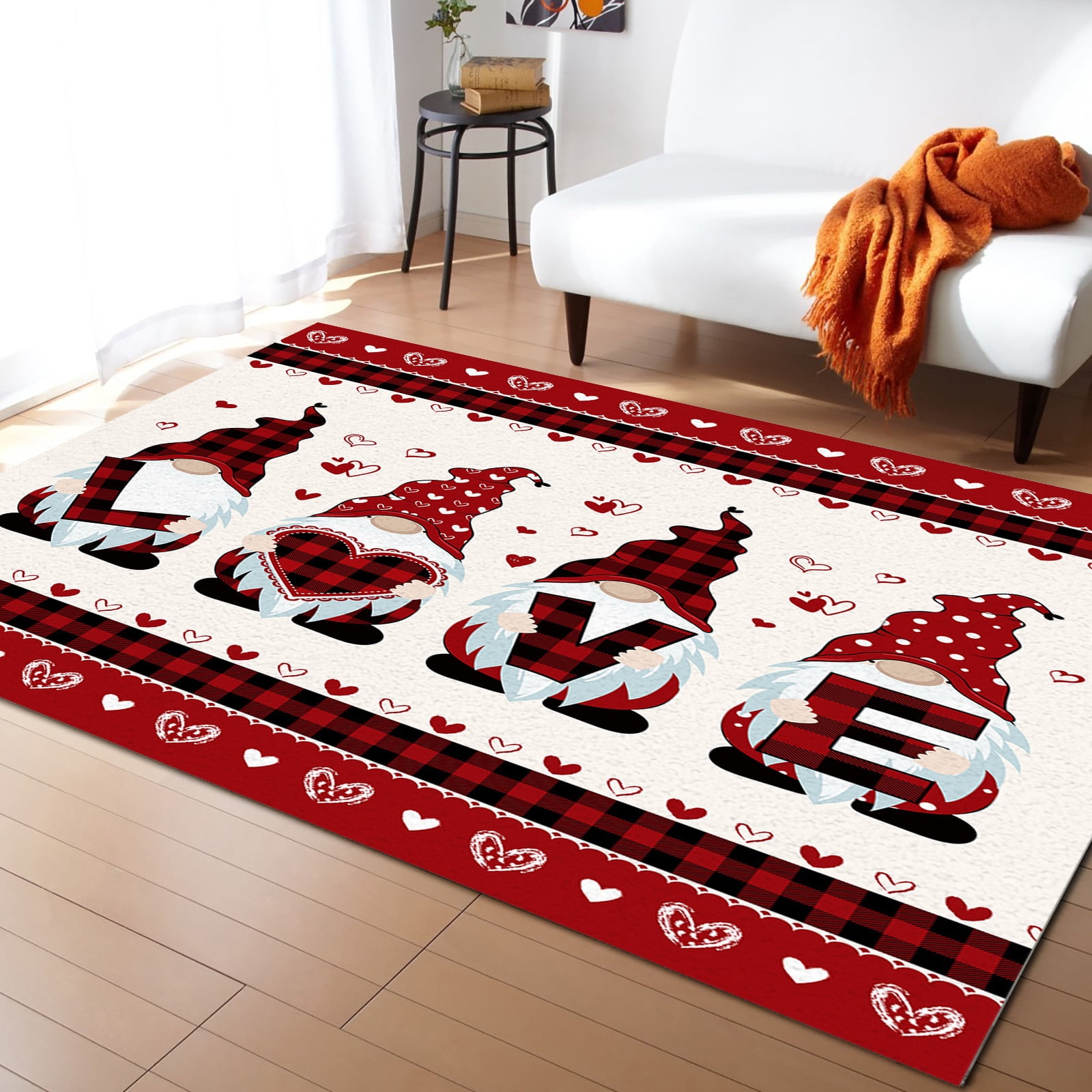 Area Rugs for Living Room, 5'x7' Large Valentine's Day Black Red ...