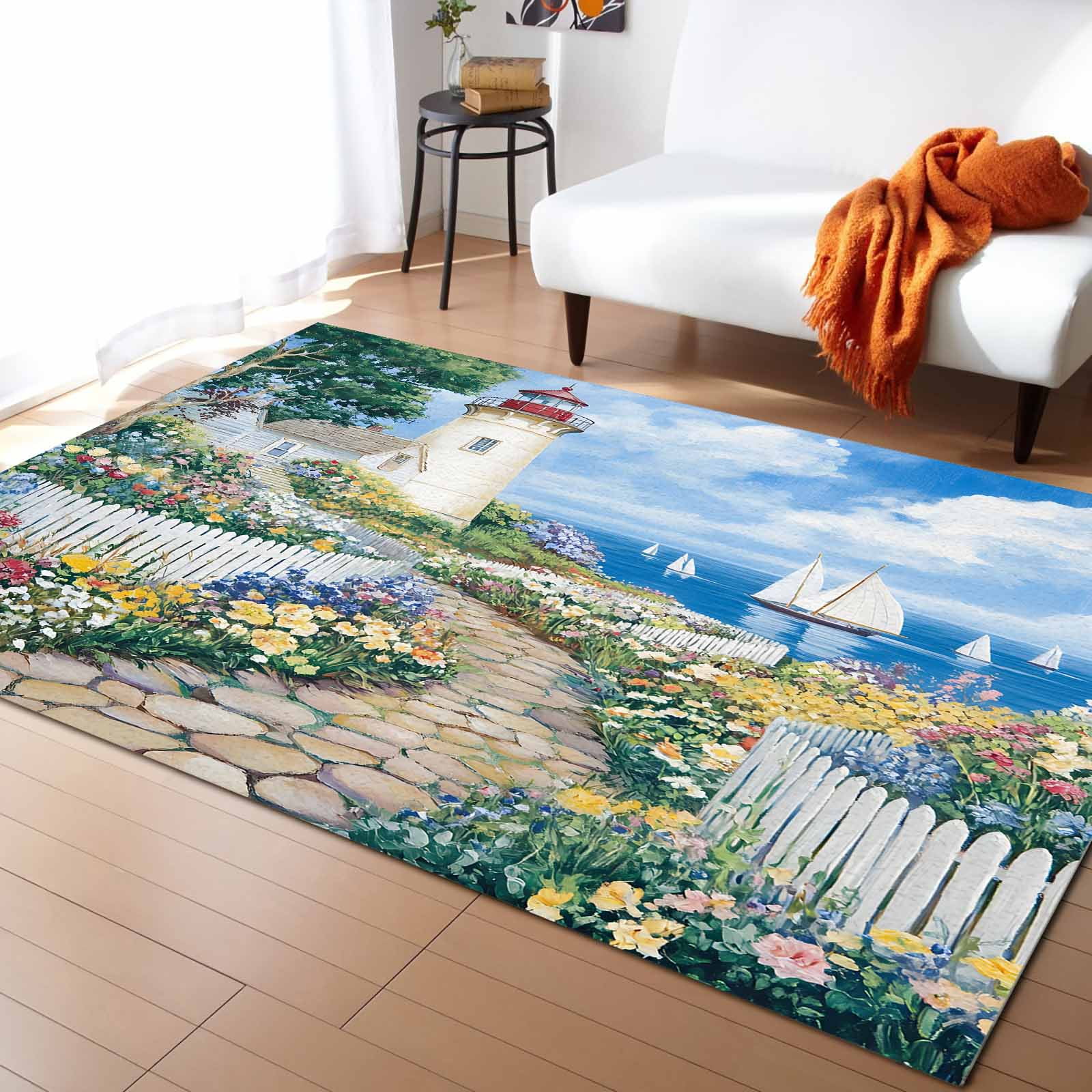 Area Rugs for Living Room, 5'x7' Large Washable Rug Spring Colorful ...