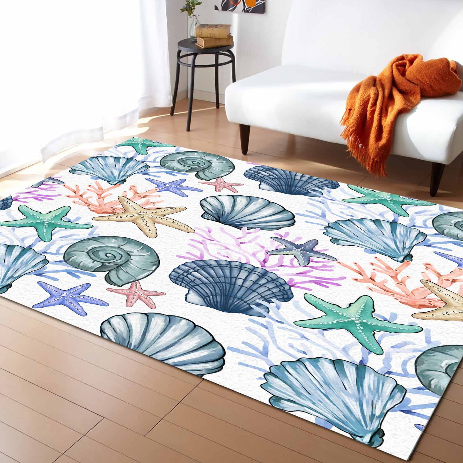 Area Rugs for Living Room, 5'x7' Large Washable Rug Summer Watercolor ...