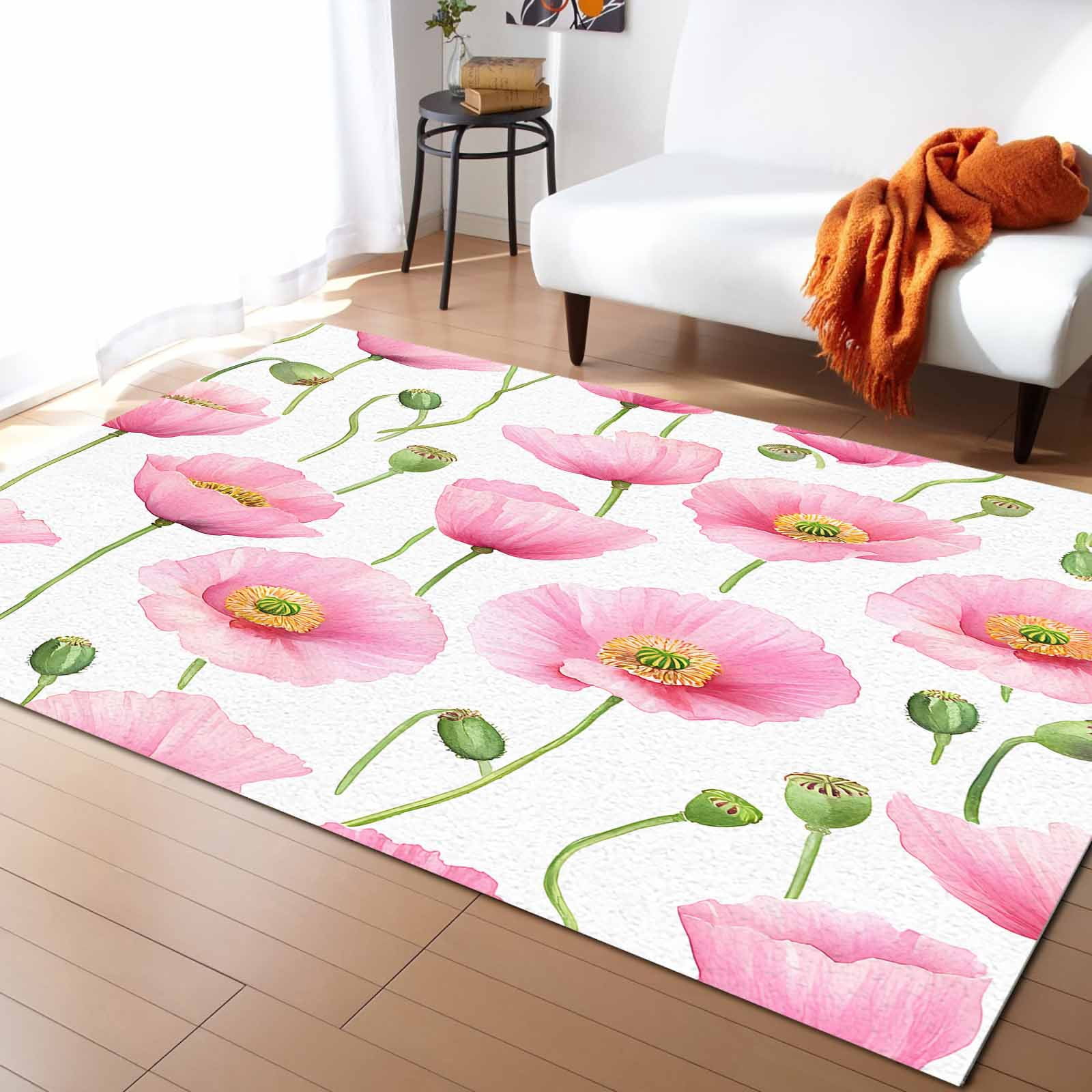 Area Rugs for Living Room, 5'x7' Large Washable Rug Valentines Pink ...
